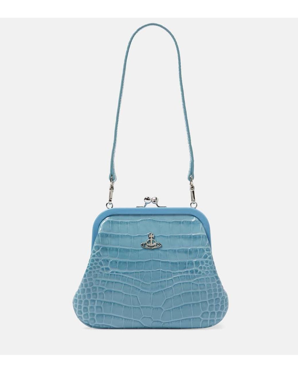 Vivienne Westwood Vivienne's Croc-Effect Leather Tote Bag in Blue | Lyst