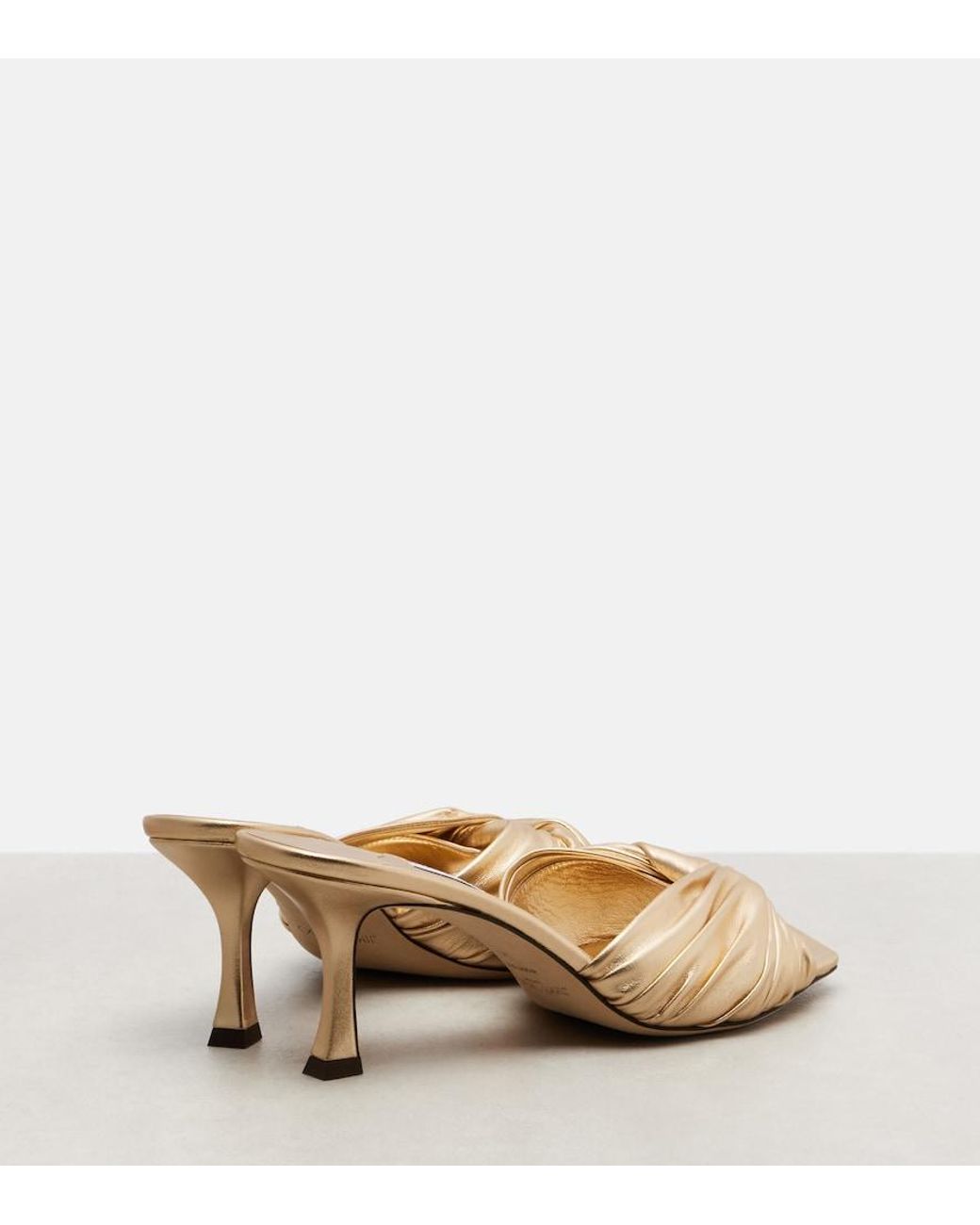 Jimmy Choo Skye Metallic Leather Mules in Natural | Lyst