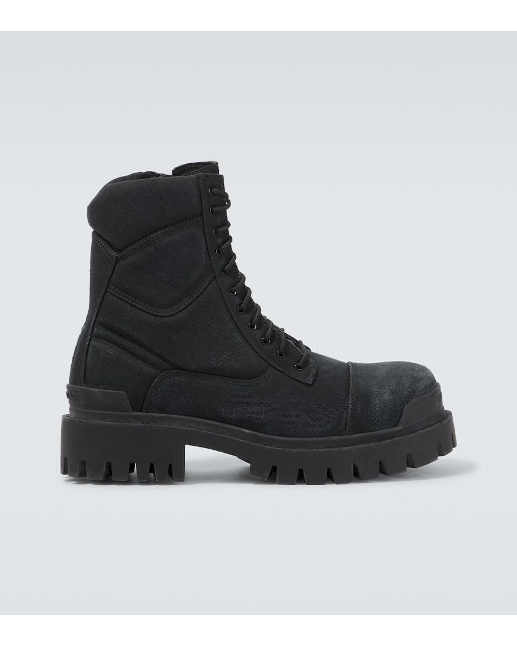 Balenciaga Combat Strike Canvas Lace-up Boots in Black for Men | Lyst