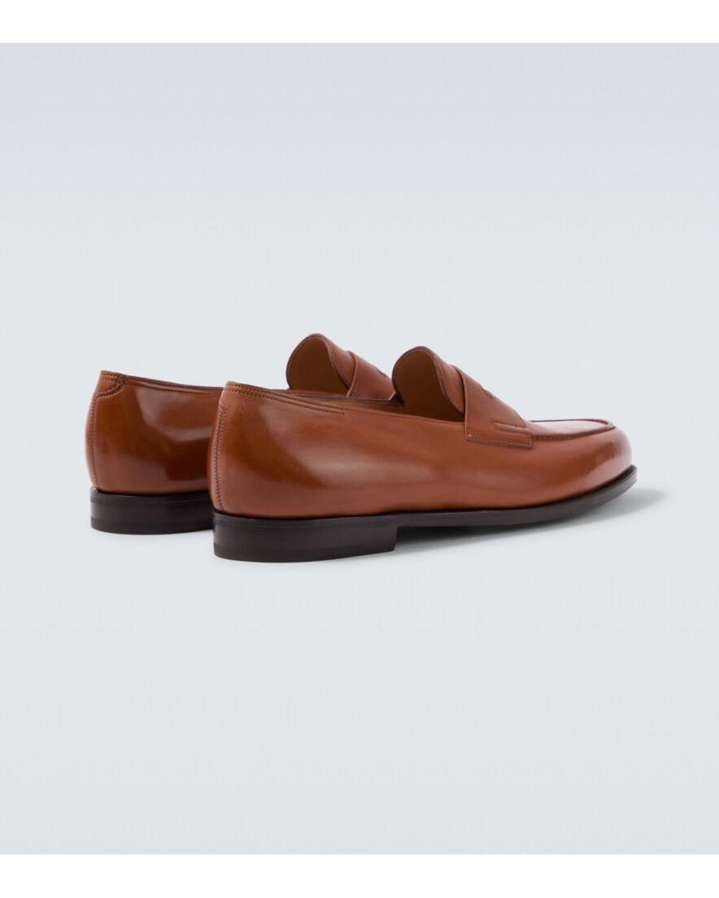 John Lobb Lopez Leather Penny Loafers in Brown for Men | Lyst