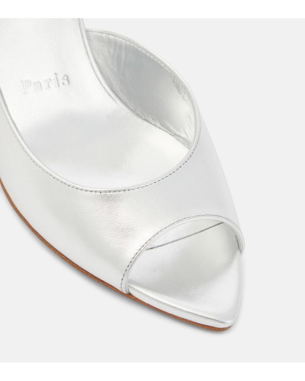 Christian Louboutin Open Apostropha 80 Metallic Leather Pumps in White ...