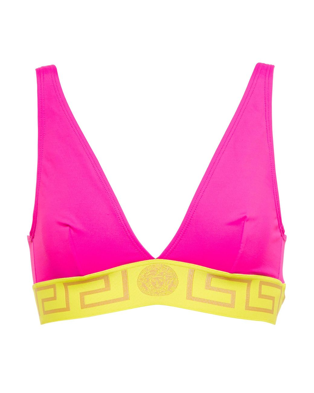 Versace Synthetic Greca Triangle Bikini Top In Pink Lyst Uk
