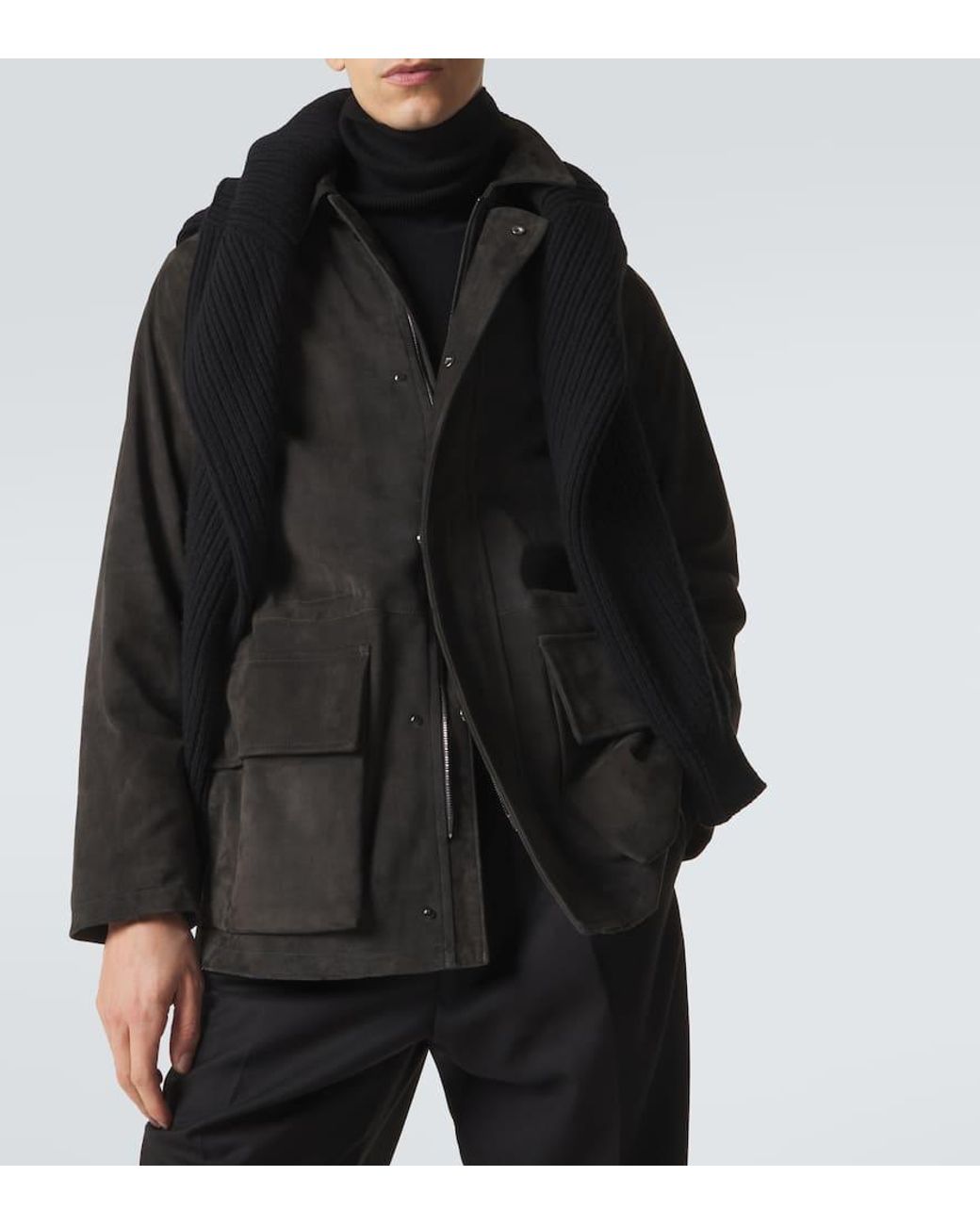 Saman Amel City Suede Jacket in Black for Men | Lyst UK