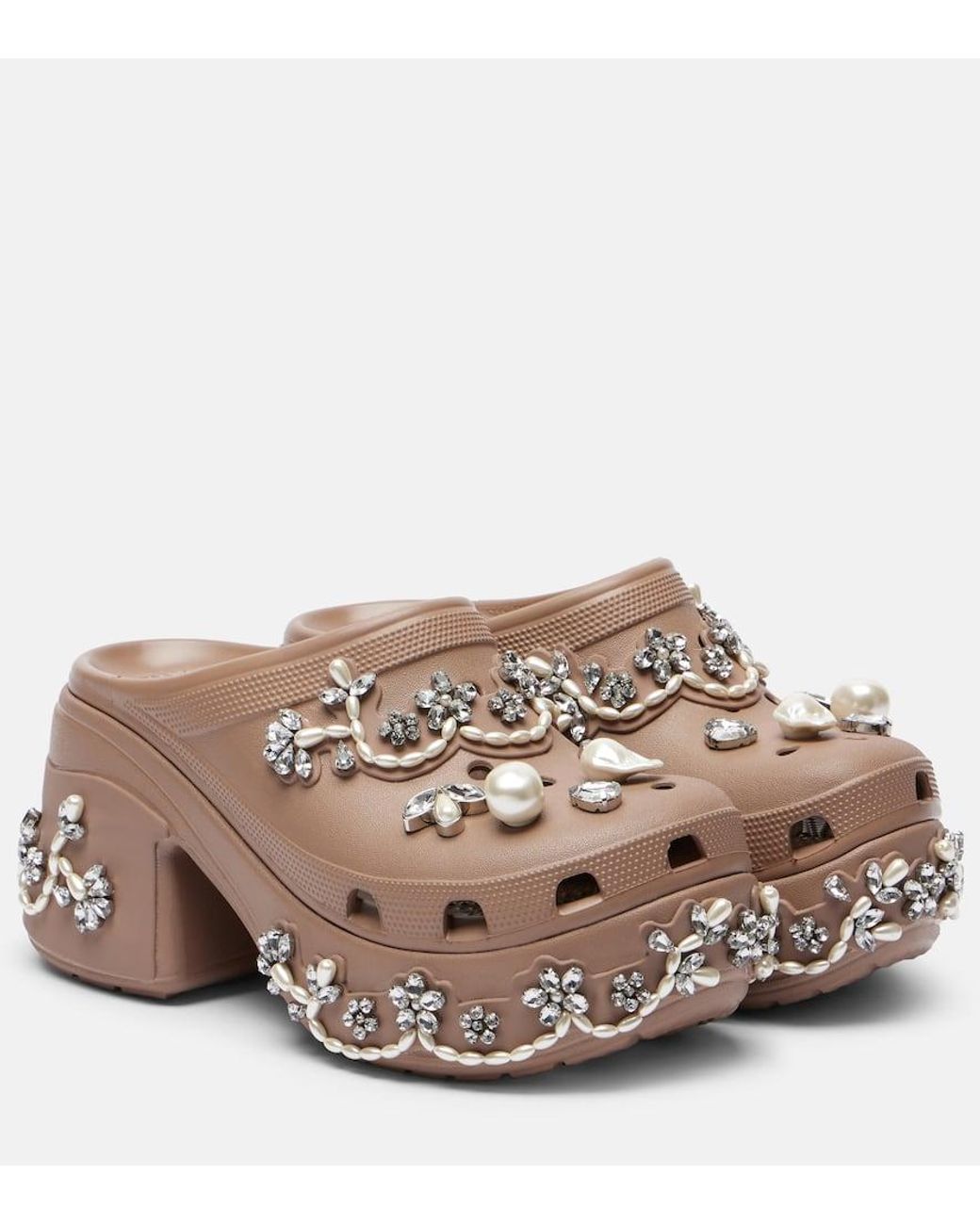 Simone Rocha X Crocs Siren Embellished Platform Clogs in Brown | Lyst
