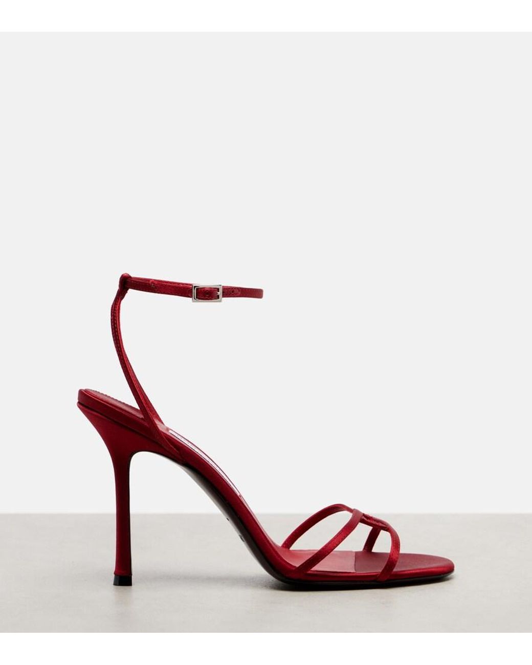 Jimmy Choo Leo 100 Satin Sandals in Red | Lyst
