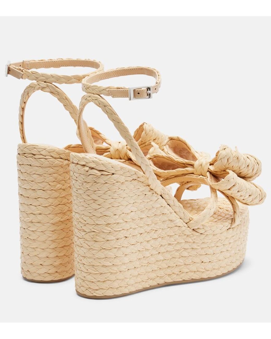 Mach & Mach Le Cadeau Raffia Espadrille Wedges in Metallic | Lyst