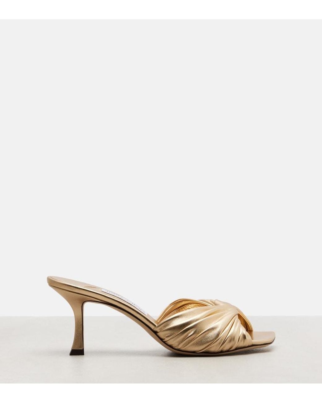 Jimmy Choo Skye Metallic Leather Mules in Natural | Lyst