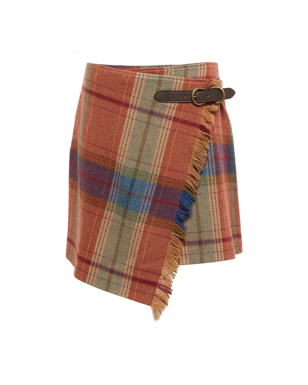 Polo Ralph Lauren Checked Wool-blend Wrap Skirt | Lyst