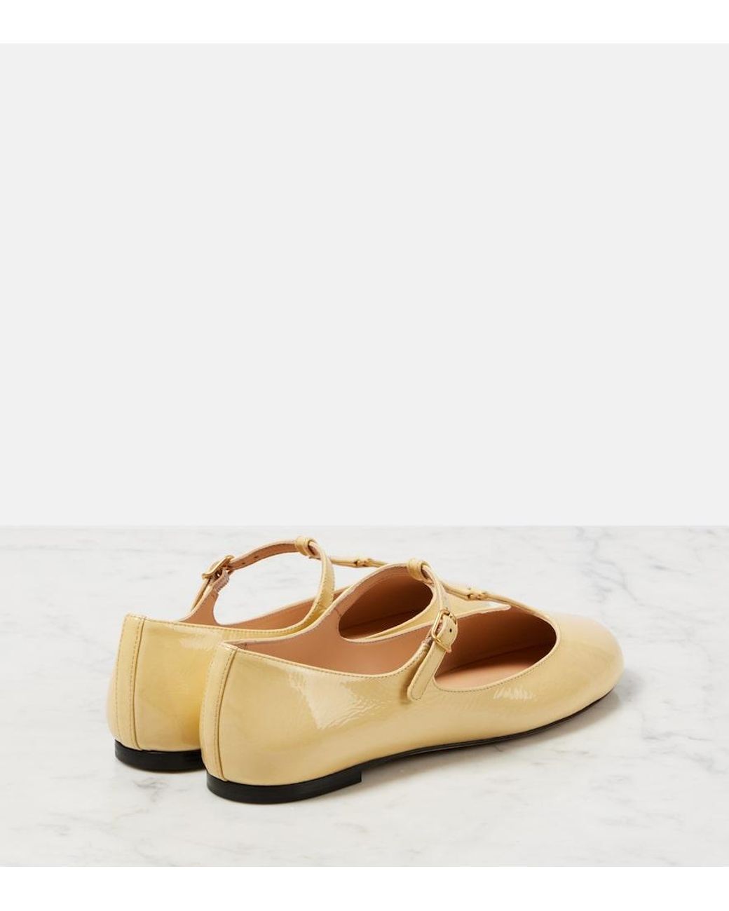 Chloé Marcie Patent Leather Mary Jane Flats in Natural | Lyst