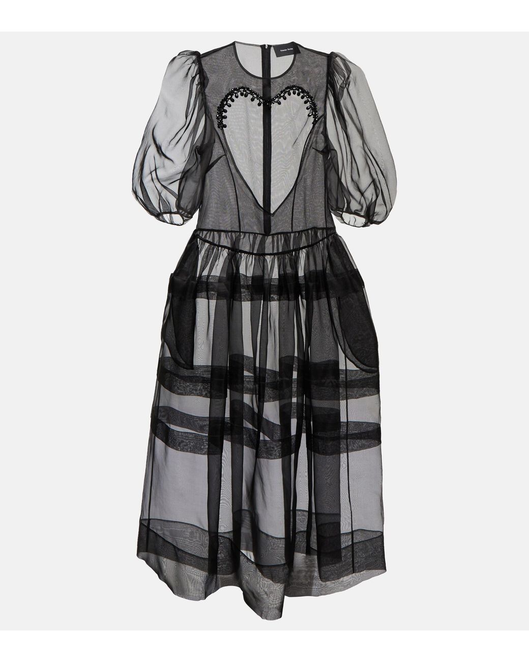 Simone Rocha Embellished Sheer Silk Dress in Black | Lyst Simone Rocha Embellished Sheer Silk Dress in Black | Lyst