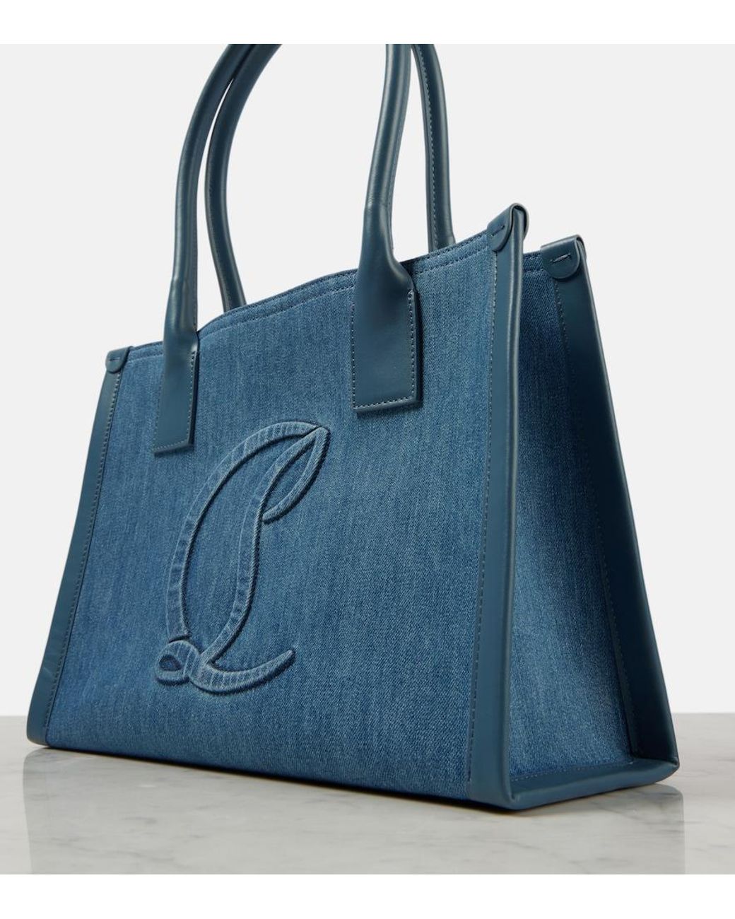 Christian Louboutin By My Side E/W Large Denim Tote Bag in Blue | Lyst