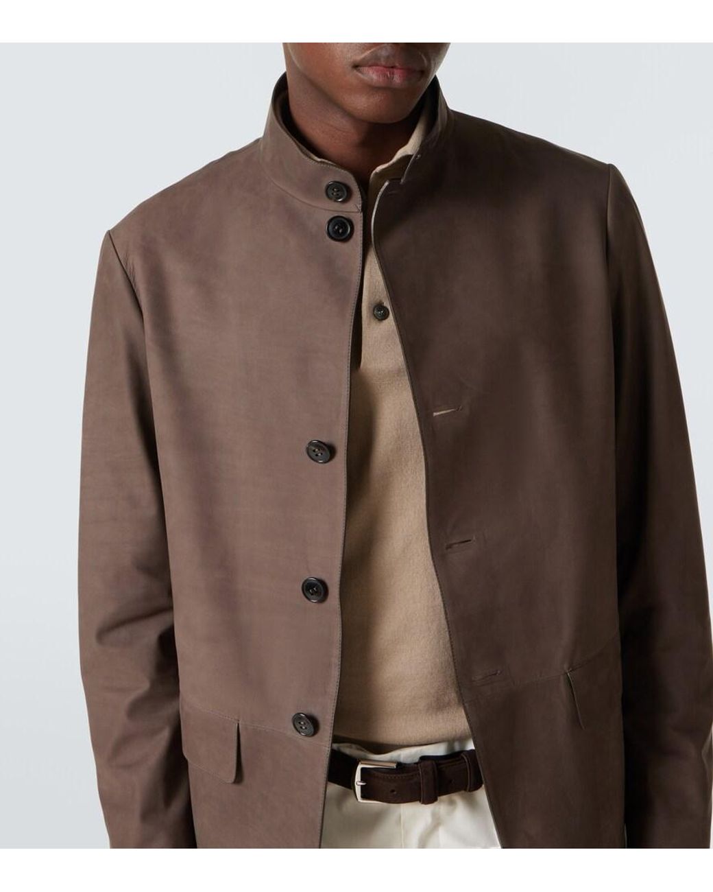 ZEGNA Il Conte Leather Jacket in Brown for Men | Lyst