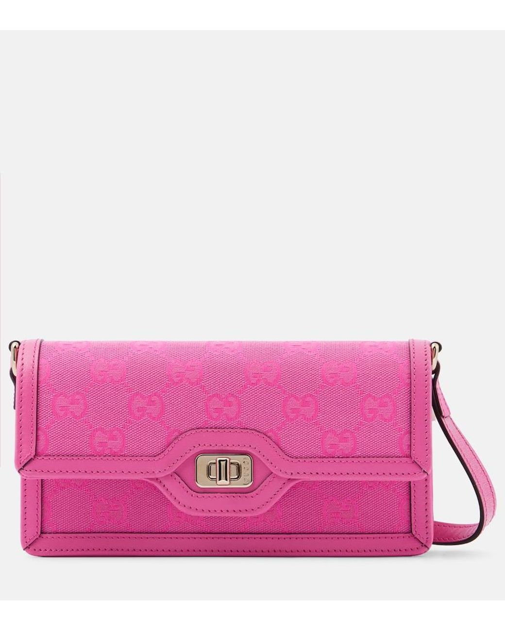 Gucci Luce Mini Gg Canvas Shoulder Bag in Pink | Lyst