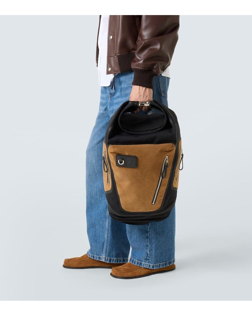 Loewe Flex Canvas And Suede Backpack in Black for Men | Lyst