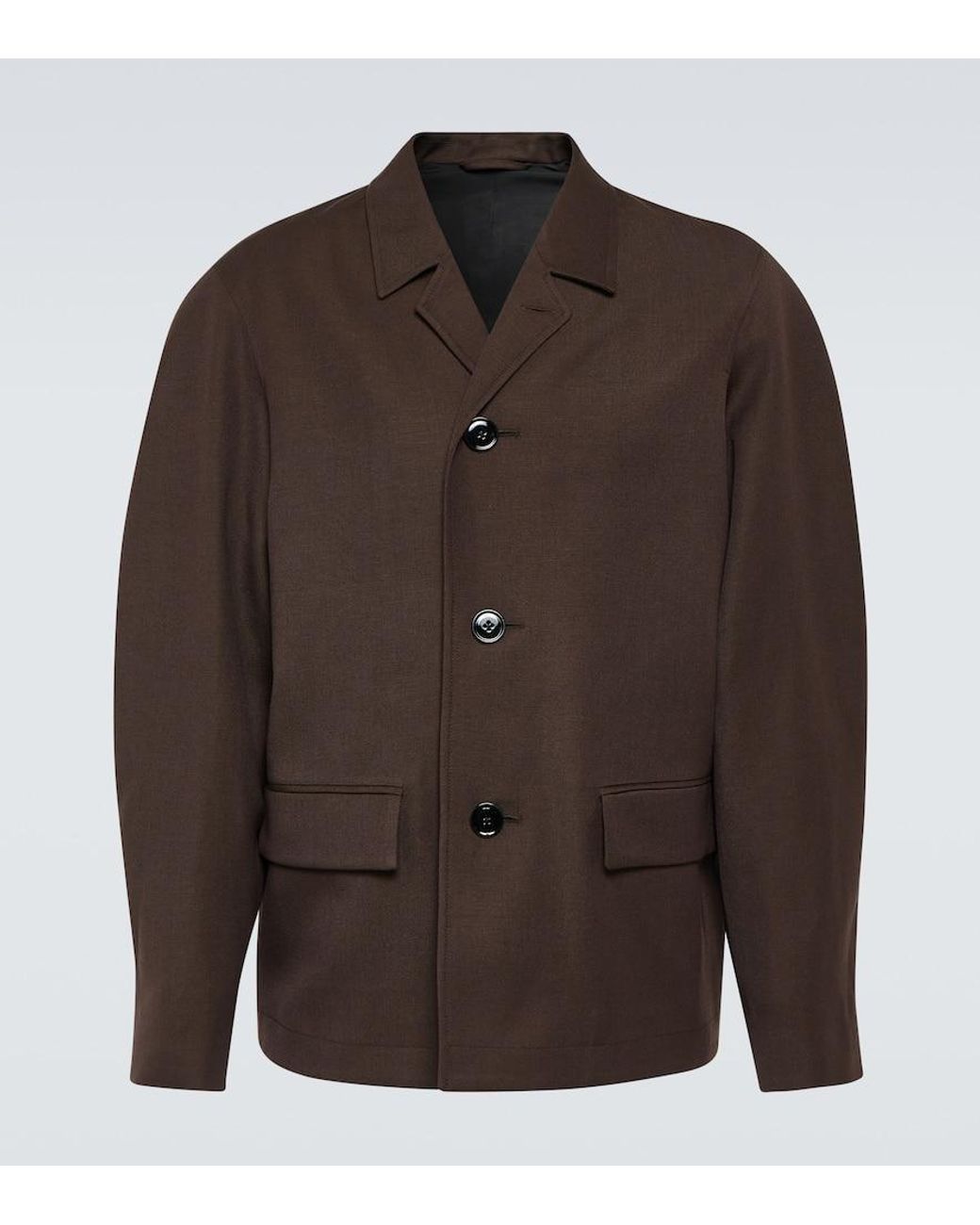 Lemaire Wool And Linen Gabardine Coat in Brown for Men | Lyst
