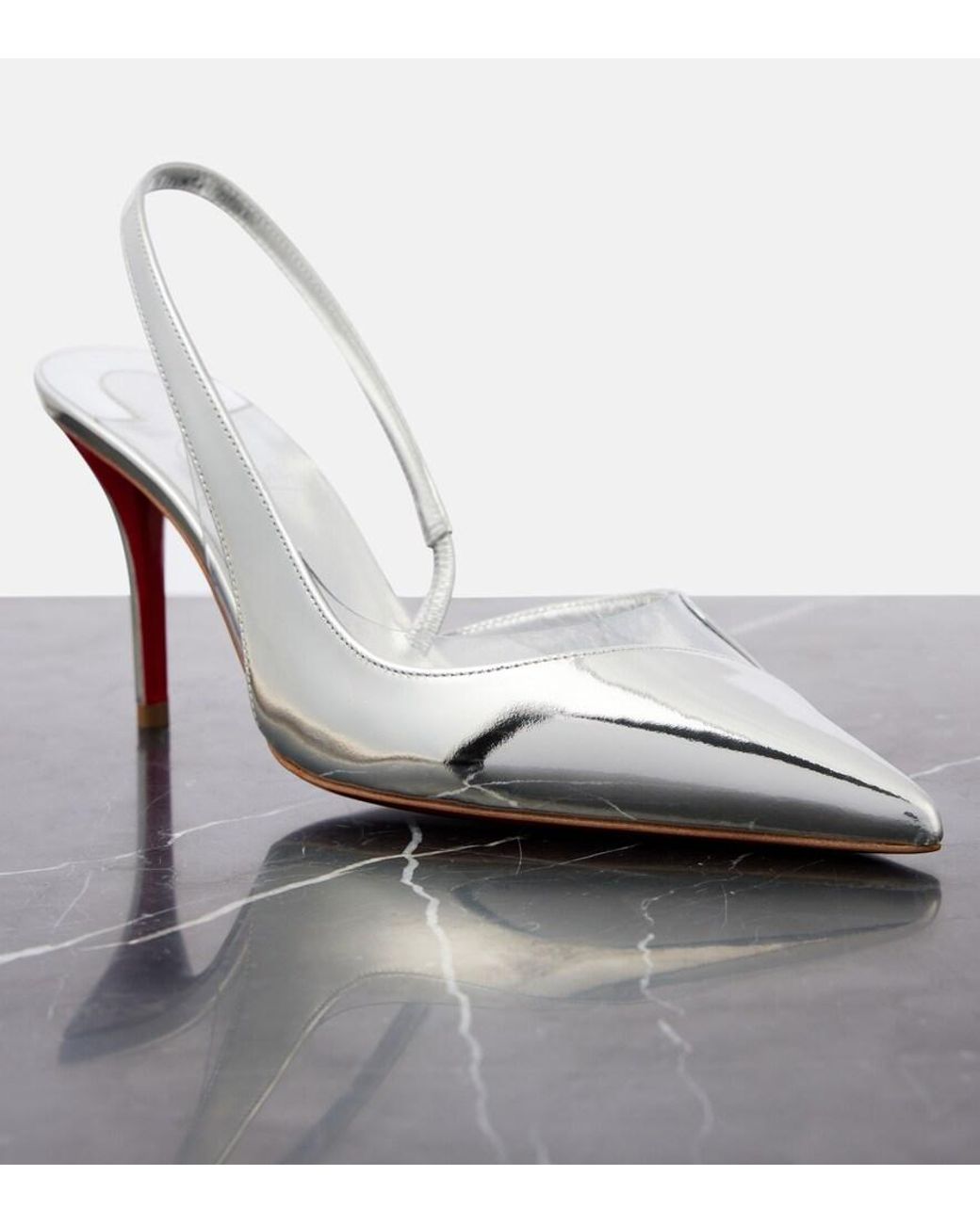Christian Louboutin Posticha 80 Metallic Leather Slingback Pumps in ...
