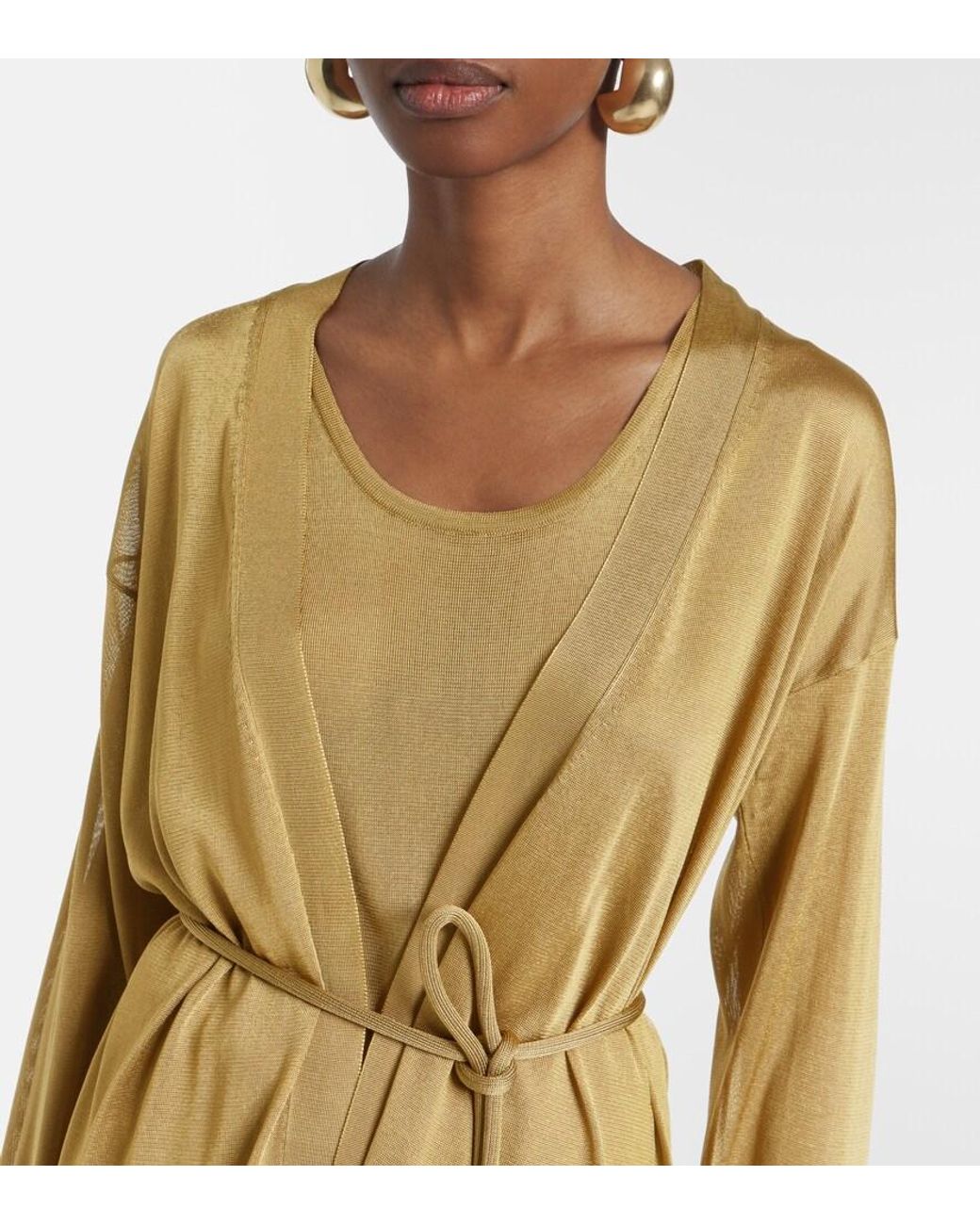 Max Mara Danza Wrap Cardigan in Yellow | Lyst