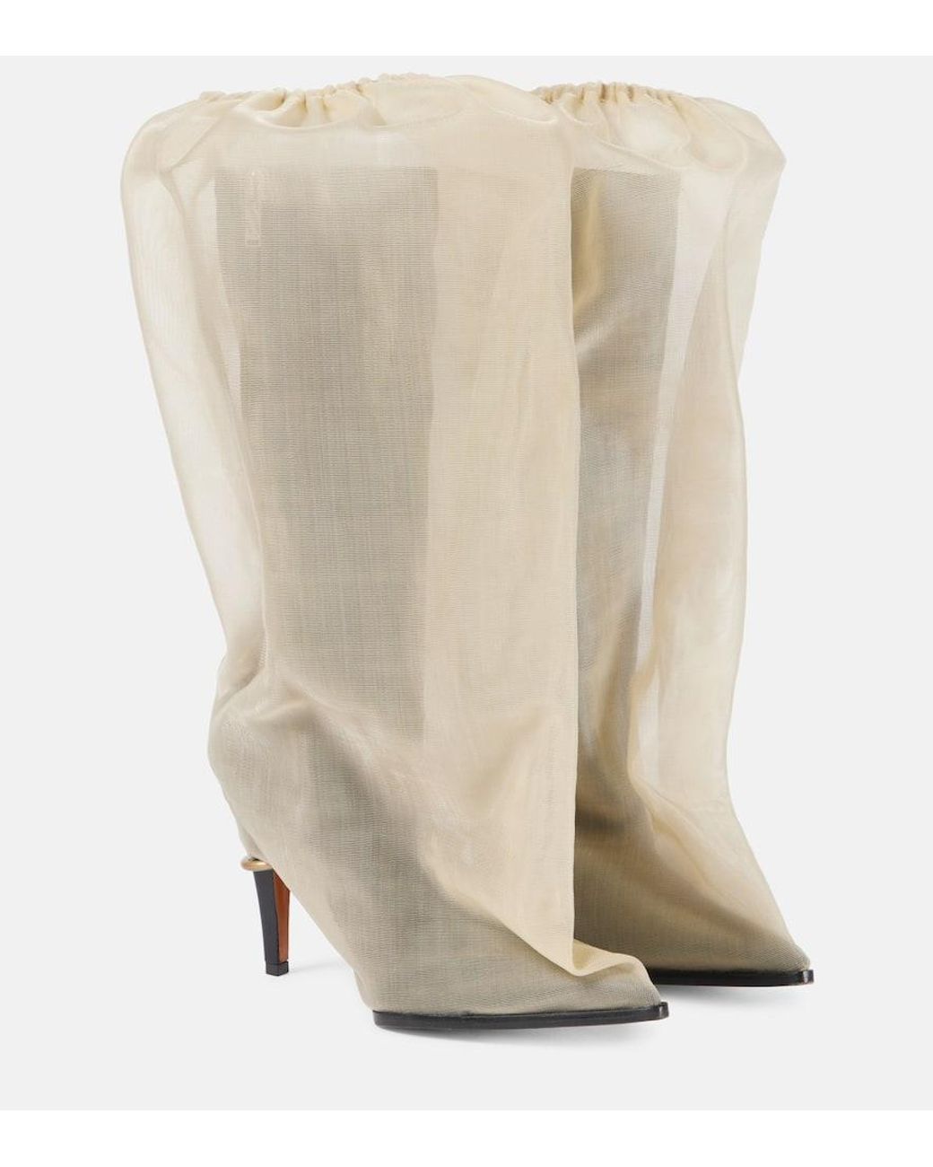 McQueen Bag Faux Leather Knee-High Boots in Natural | Lyst