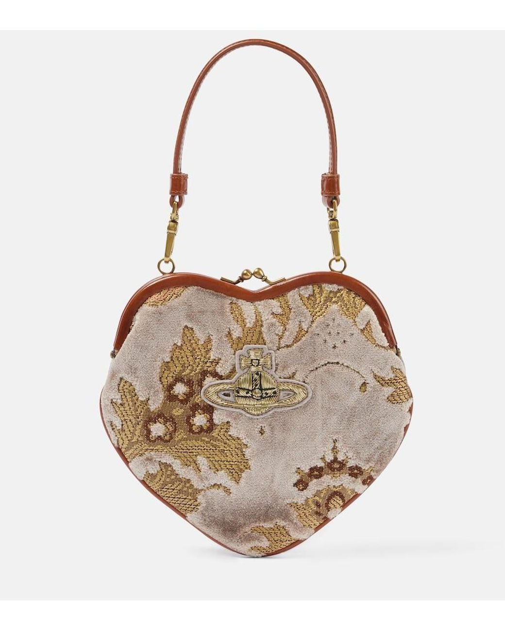 Vivienne Westwood Bella Heart Frame Velvet Tote Bag in Natural | Lyst