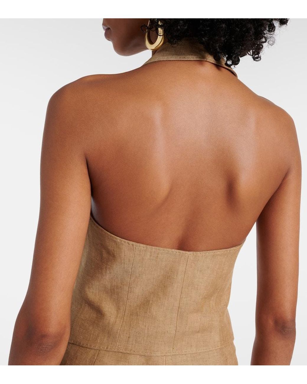 Max Mara Sauro Open-Back Linen Vest in Natural | Lyst