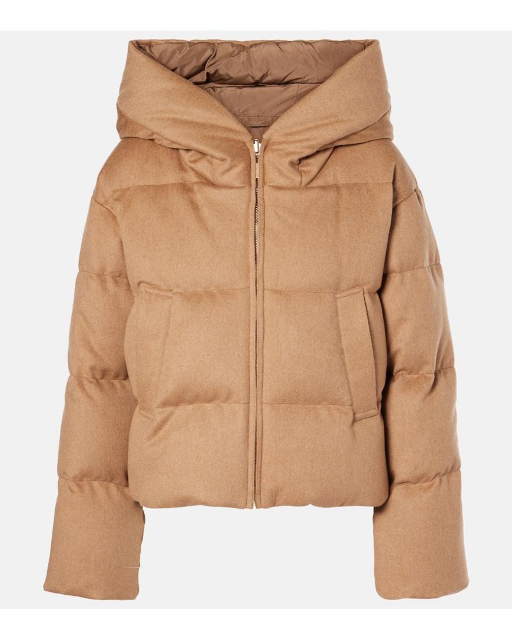 Max Mara The Cube Dalia Camel Hair Down Jacket in Brown | Lyst UK