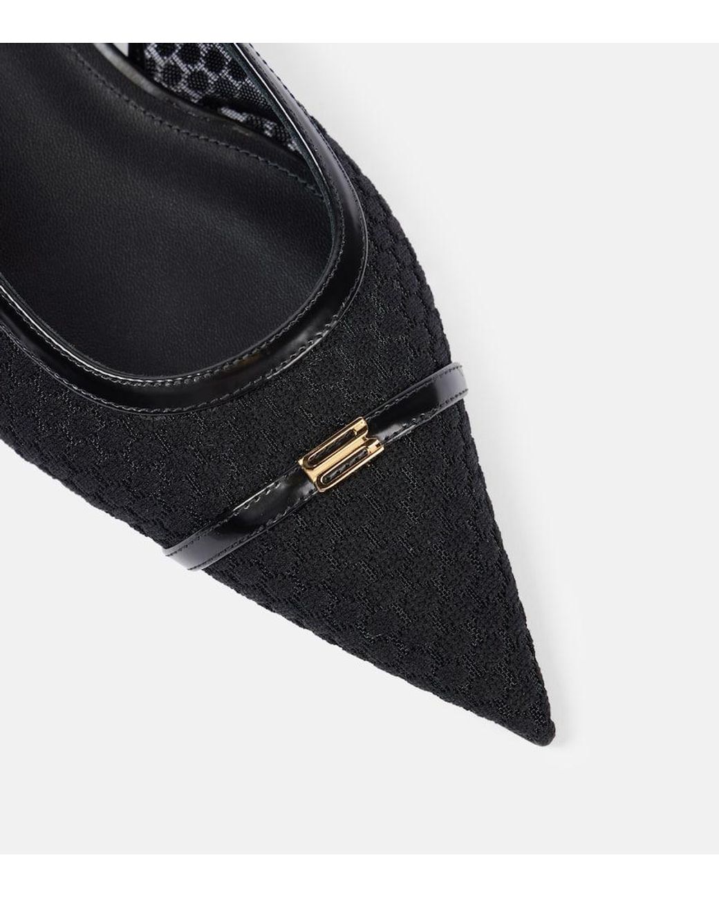 Victoria Beckham Leather-Trimmed Mesh Slingback Flats in Blue | Lyst