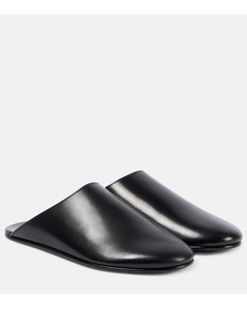 The Row Dante Leather Mules in Black | Lyst