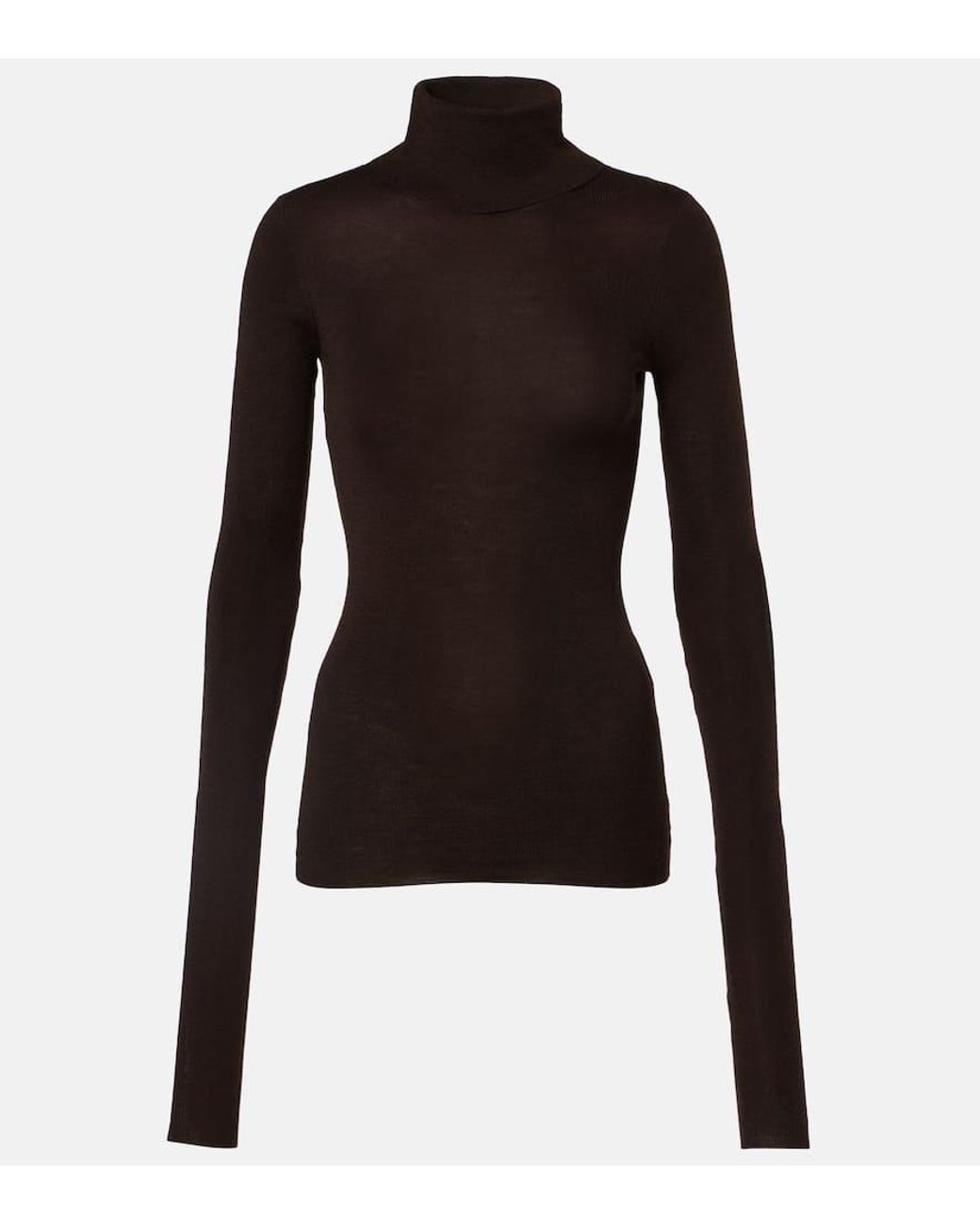 Frankie Shop Utica Thin Wool And Silk Turtleneck Sweater in Black | Lyst