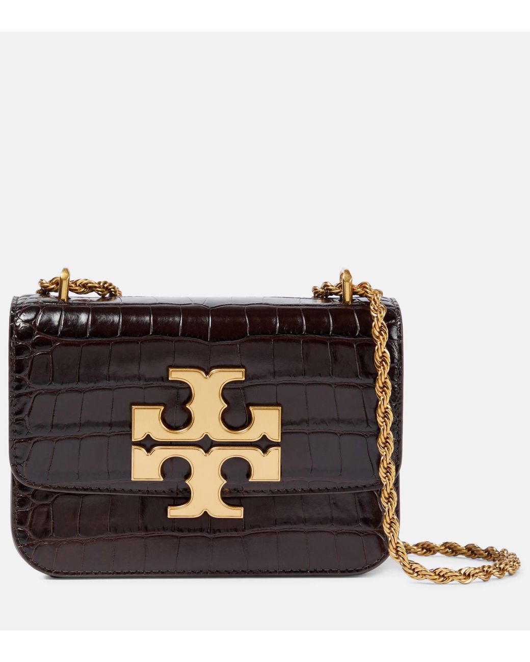 Tory Burch Eleanor Croc-effect Leather Shoulder Bag in Black | Lyst Canada