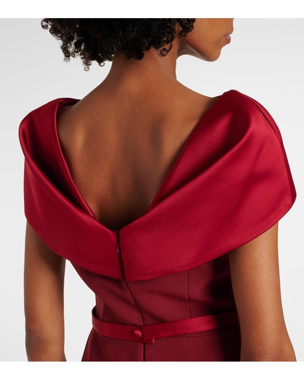 Safiyaa Rella Draped Peplum Heavy Crepe Midi Dress in Red | Lyst