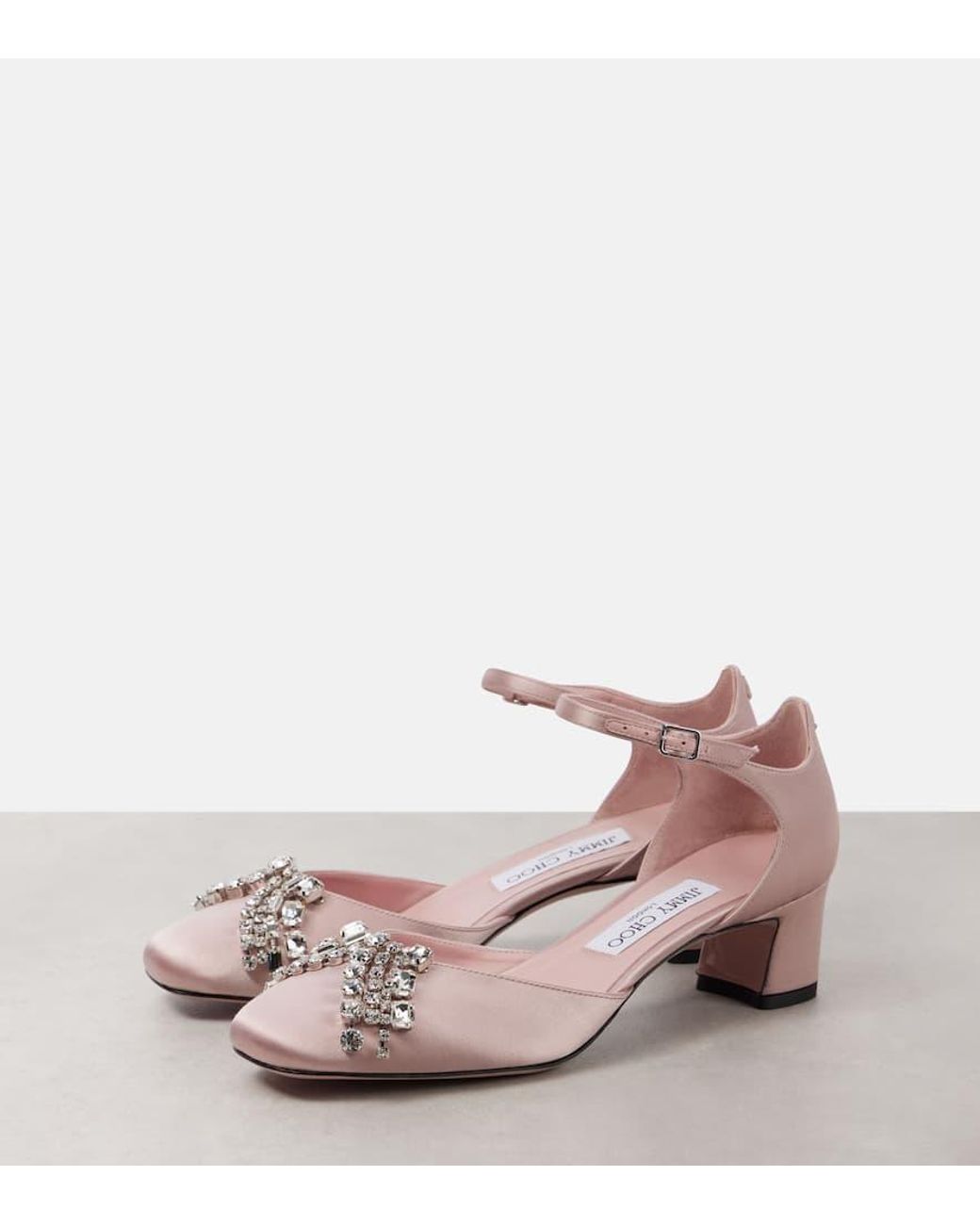 Jimmy Choo Verity 45 Embellished Satin Pumps in Pink | Lyst