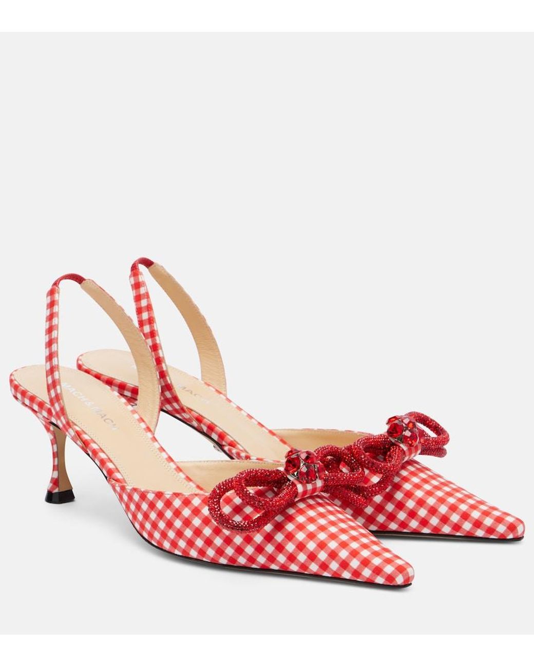 Mach & Mach Double Bow Gingham Slingback Pumps in Pink | Lyst