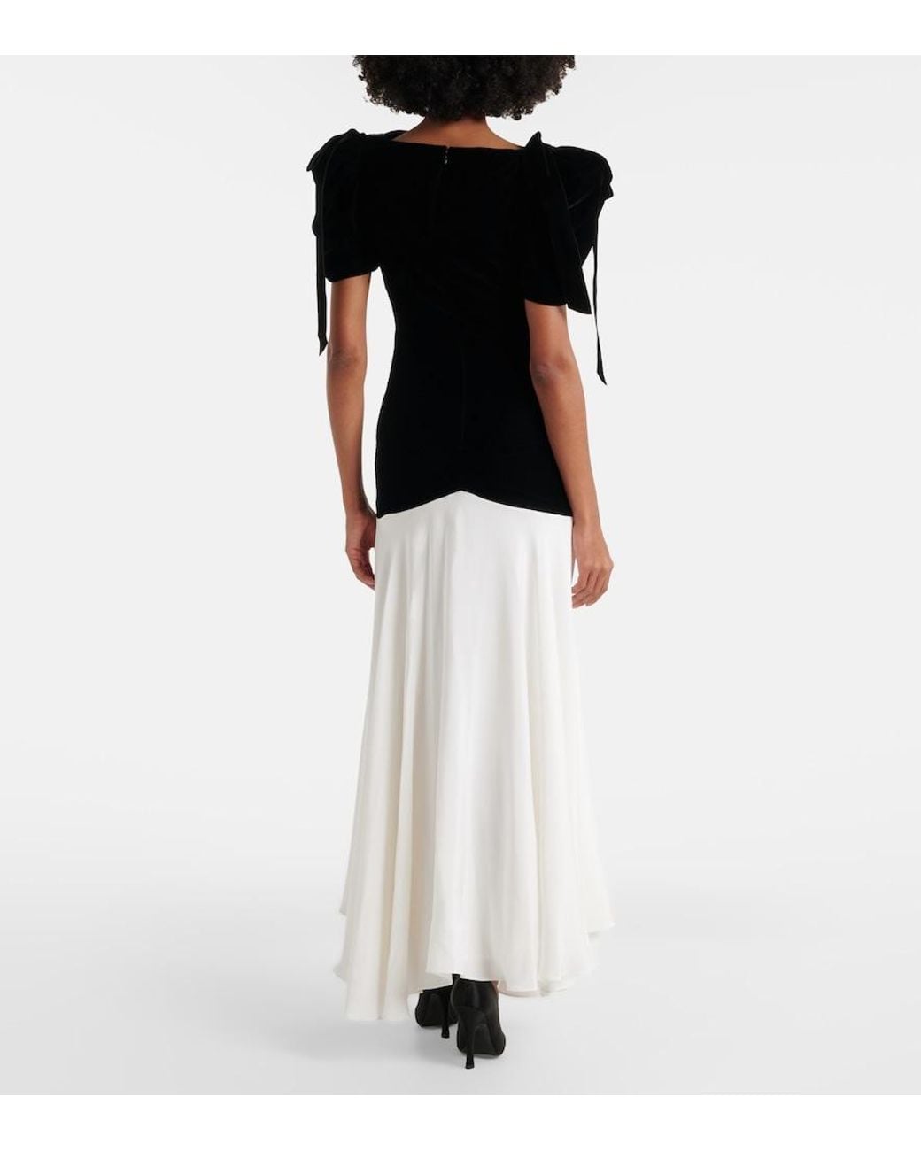 Rodarte Bow-Detail Silk Crepe And Velvet Gown in Black | Lyst