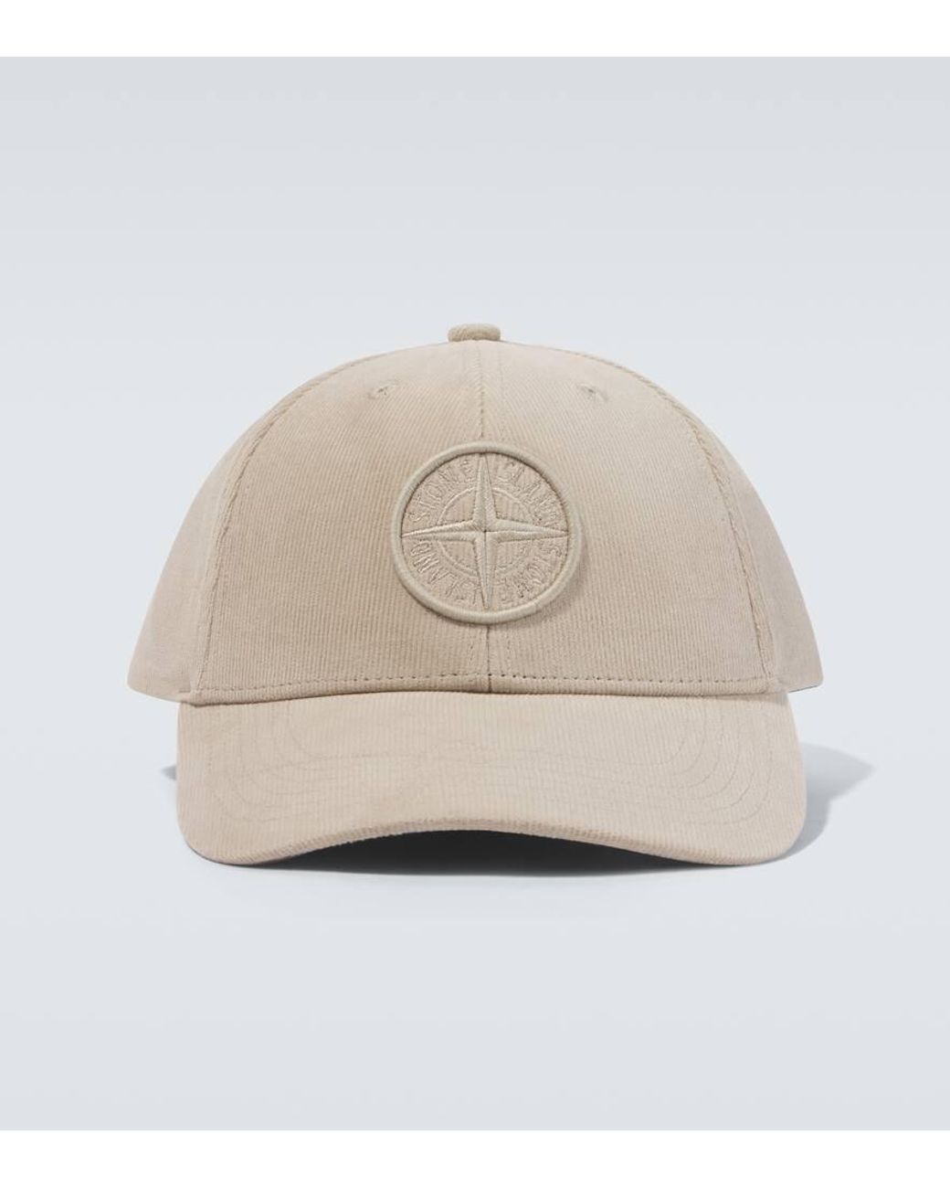 Stone Island Compass Embroidered Corduroy Baseball Cap in Natural for ...