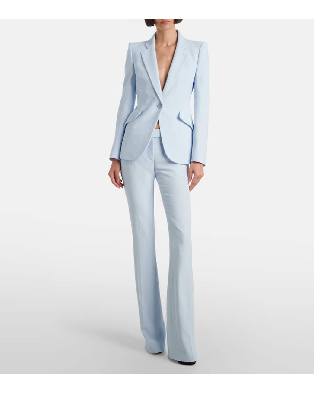 McQueen Low-Rise Flared Pants in Blue | Lyst UK