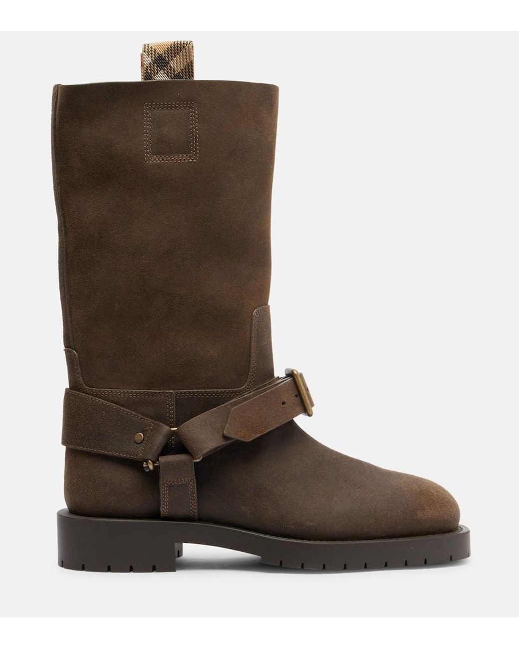 Burberry Soft Saddle Suede Knee-High Boots in Brown | Lyst