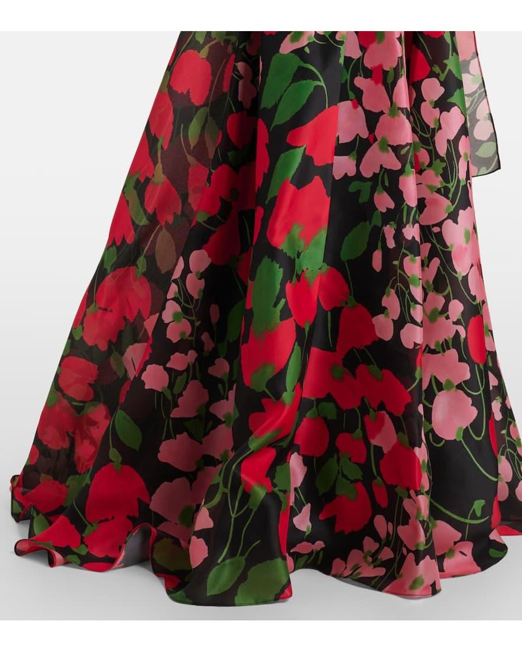 Carolina Herrera Floral Silk Gazar Gown in Red | Lyst UK