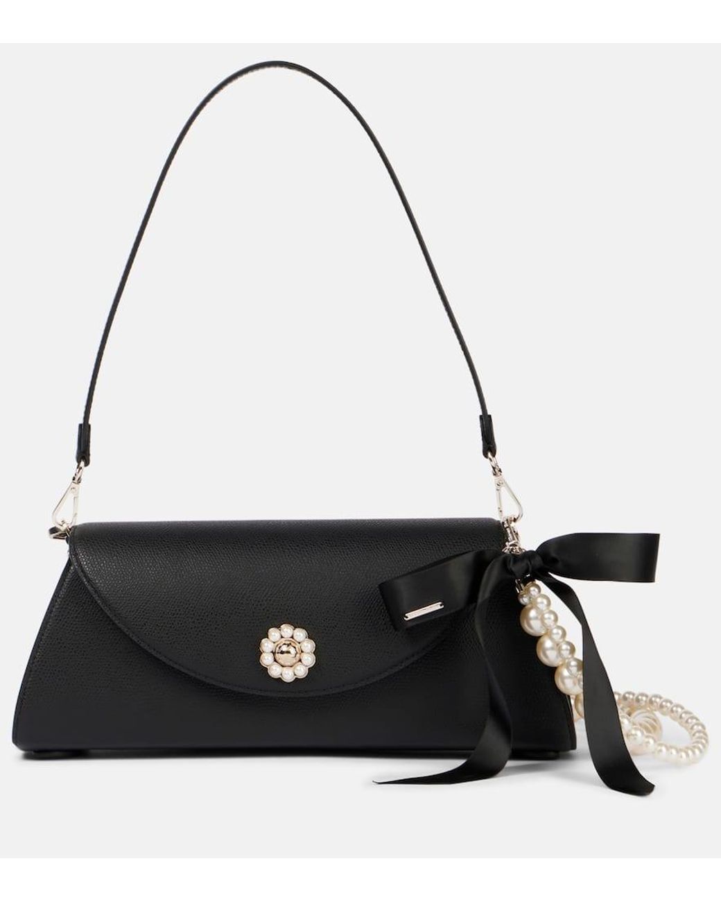 Simone Rocha Valentine Embellished Leather Shoulder Bag in Black | Lyst