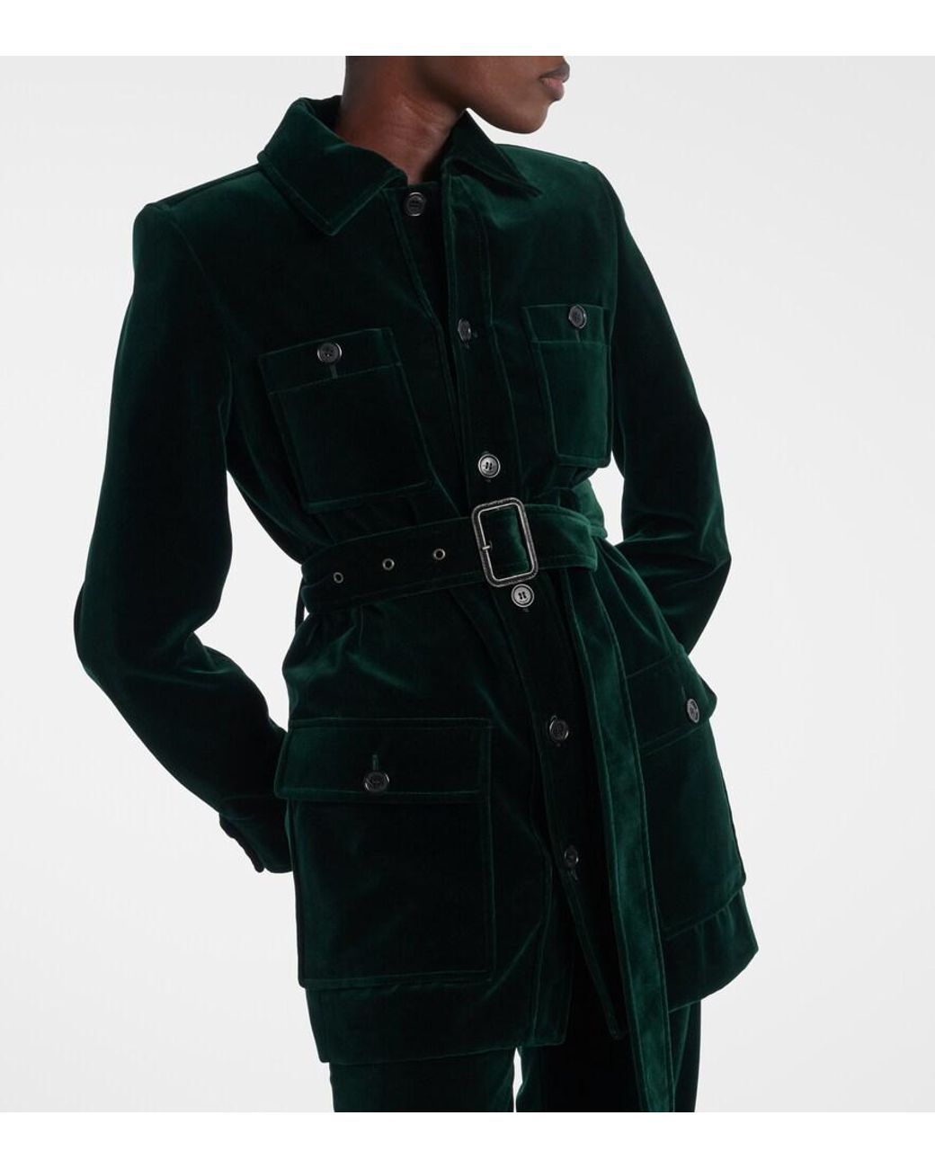 Saint Laurent Saharienne Cotton Velvet Jacket in Black | Lyst