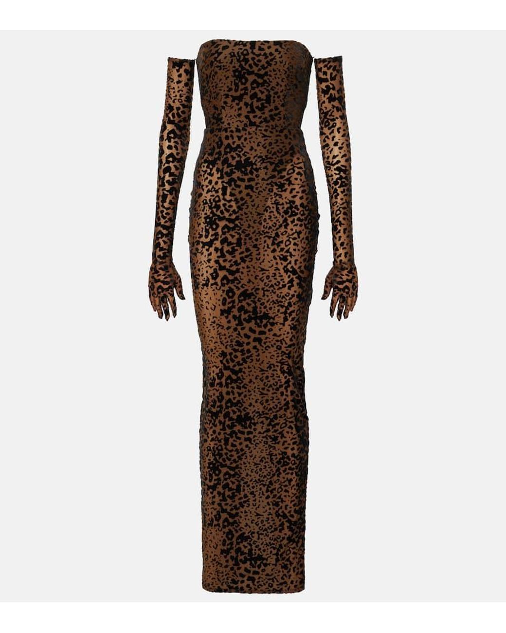 Alex Perry Leopard-Print Corset Gown in Brown | Lyst