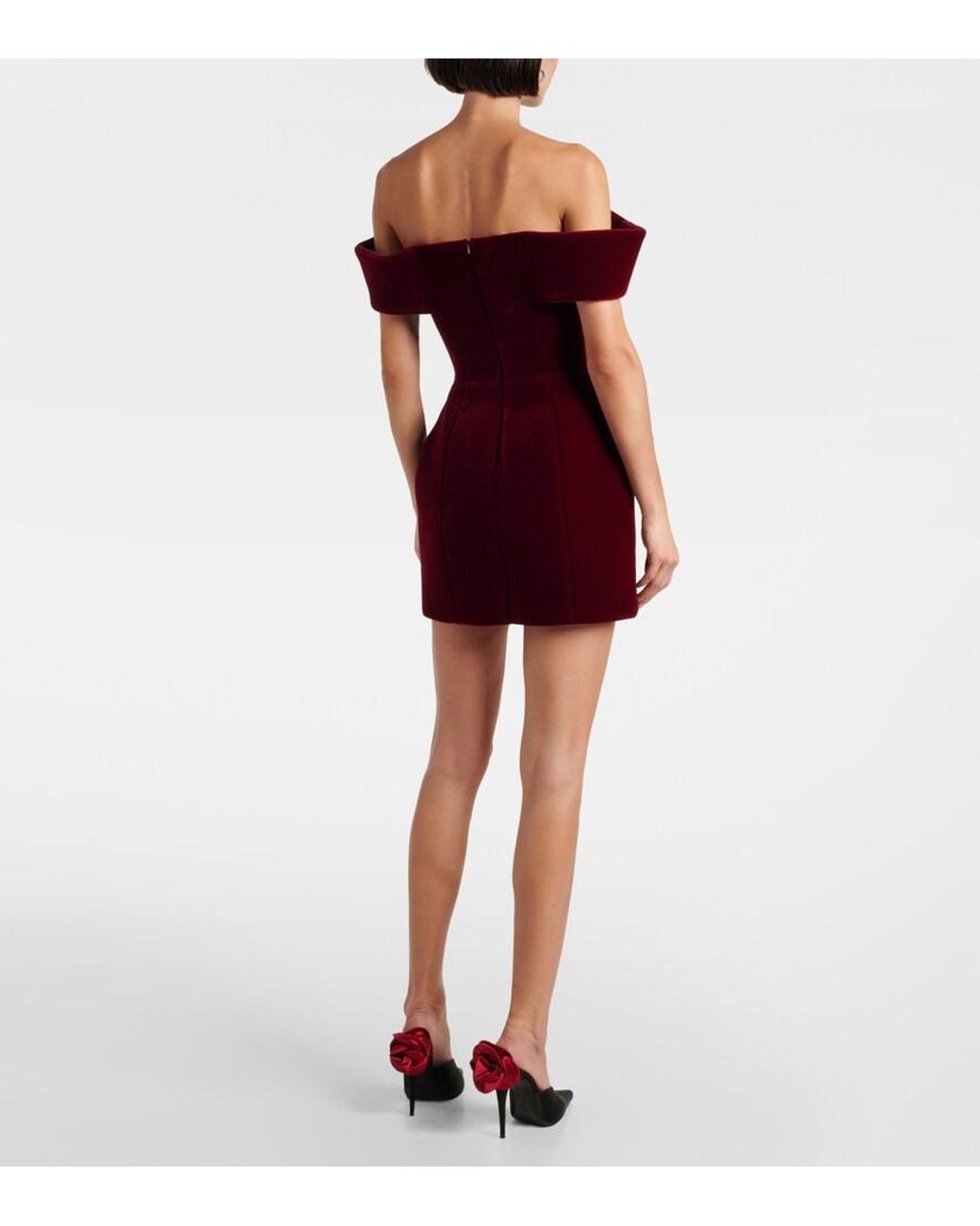 David Koma Off-Shoulder Velvet Minidress in Red | Lyst