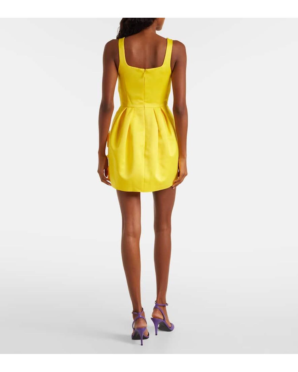 LEO LIN Piper Floral Appliqué Bell Shape Mini Dress in Yellow | Lyst UK
