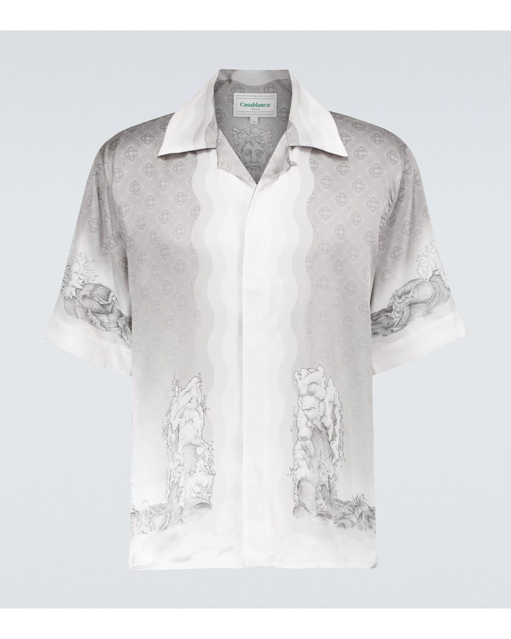 CASABLANCA Printed Silk Short-sleeved Shirt in Gray for Men CASABLANCA Printed Silk Short-sleeved Shirt in Gray for Men