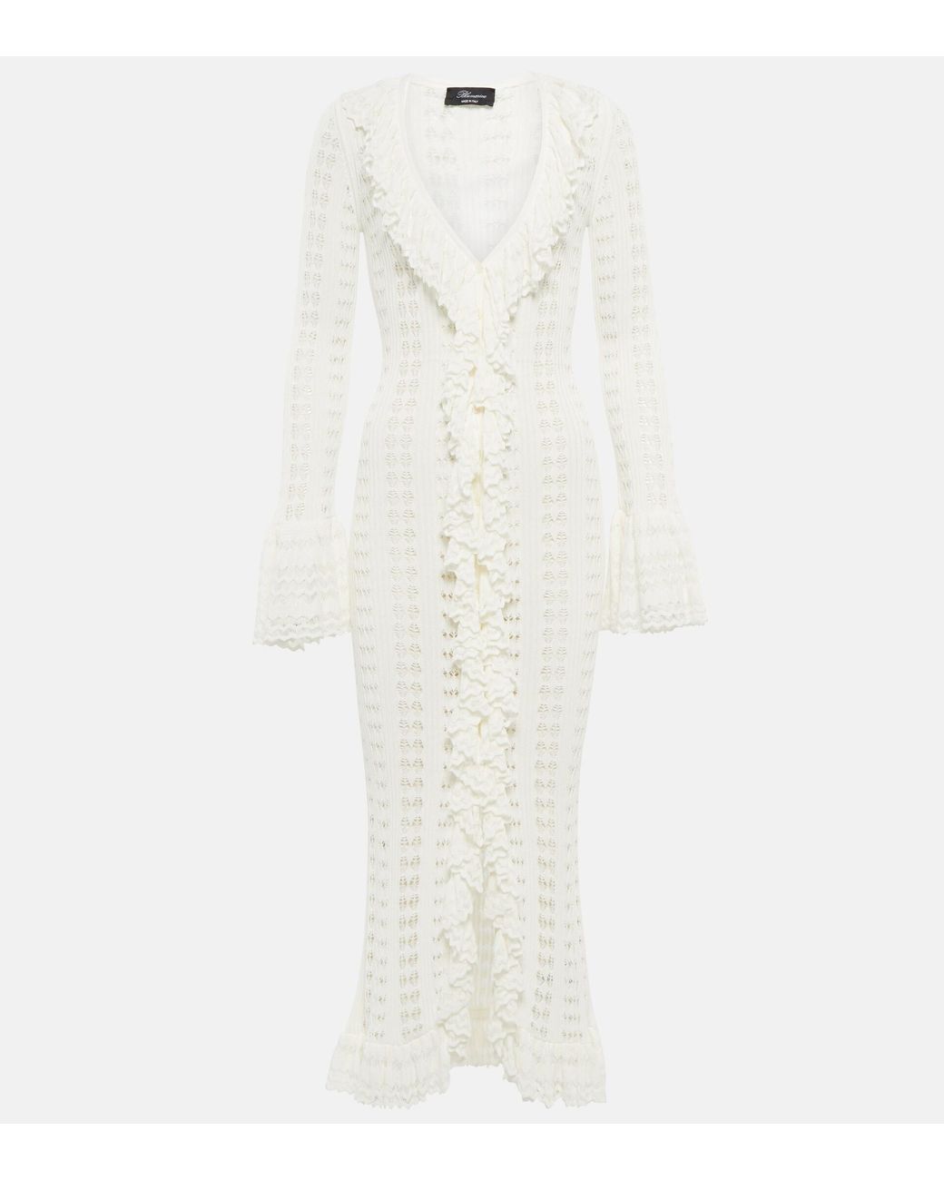 Blumarine Ruffled Crochet Maxi Dress in White | Lyst