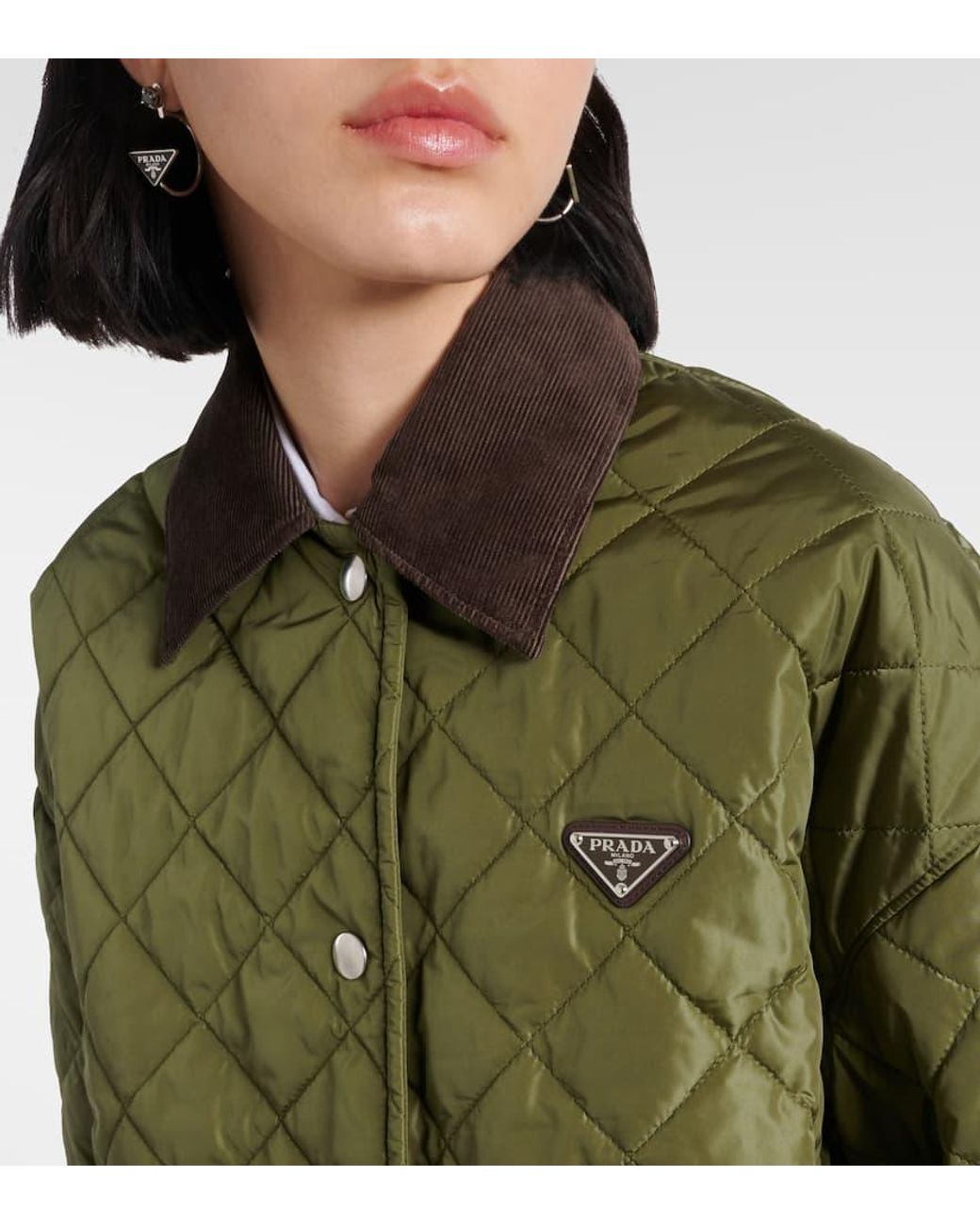 Prada Light Re-Nylon Quilted Jacket in Green | Lyst
