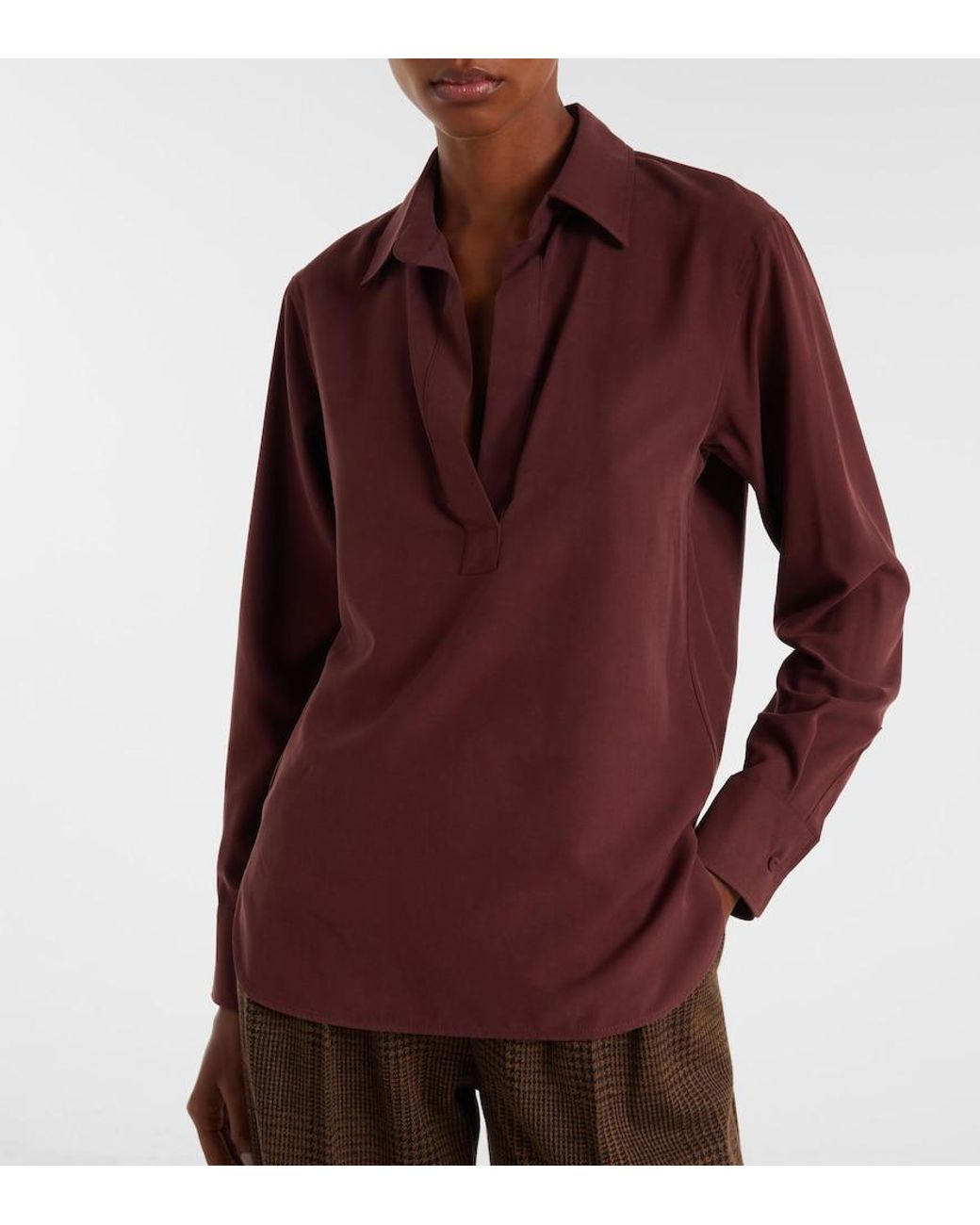 Max Mara Mirko Silk Crepe Blouse in Red | Lyst