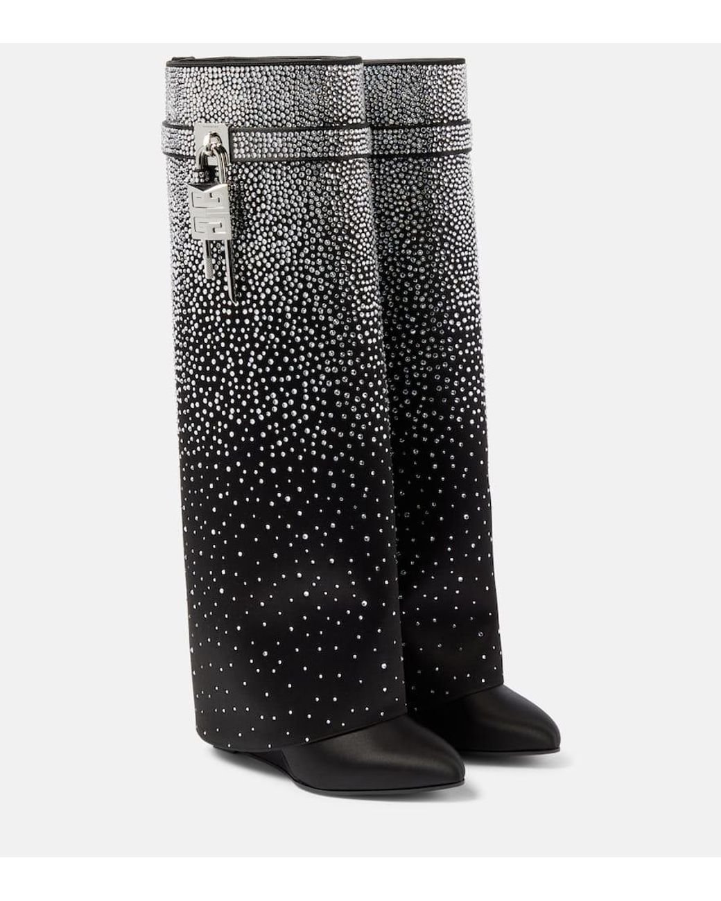 Givenchy Shark Lock Embellished Knee-high Boots in Black | Lyst