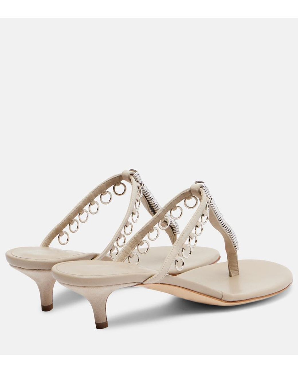 Christopher Esber Pierced Embellished Leather Thong Sandals in White | Lyst
