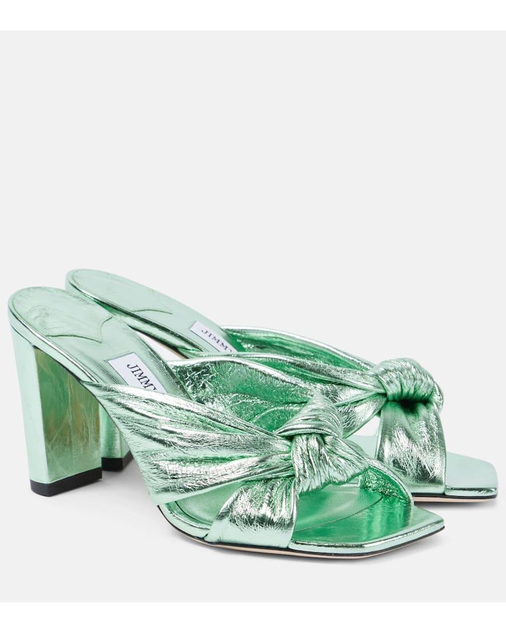 Jimmy Choo Avenue 85 Metallic Leather Sandals in Green | Lyst