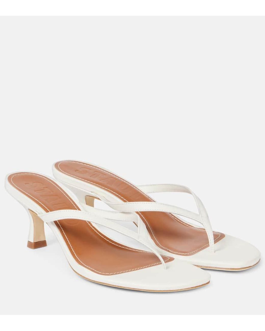 STAUD Freja Leather Thong Sandals in Pink | Lyst